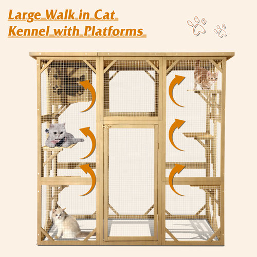 Jovno Large Wooden Catio Outdoor Cat Playpen Enclosure And Reviews Wayfair